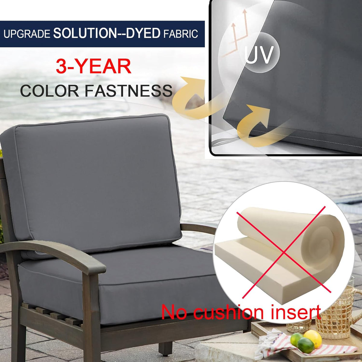 NettyPro Outdoor Cushion Covers Replacement Set 4 Water Repellent UV R ...