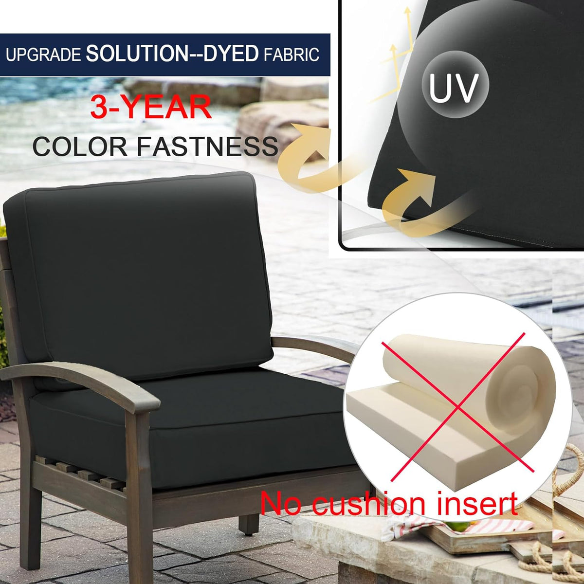 NettyPro Outdoor Cushion Covers Replacement Set 4 Water Repellent UV R ...