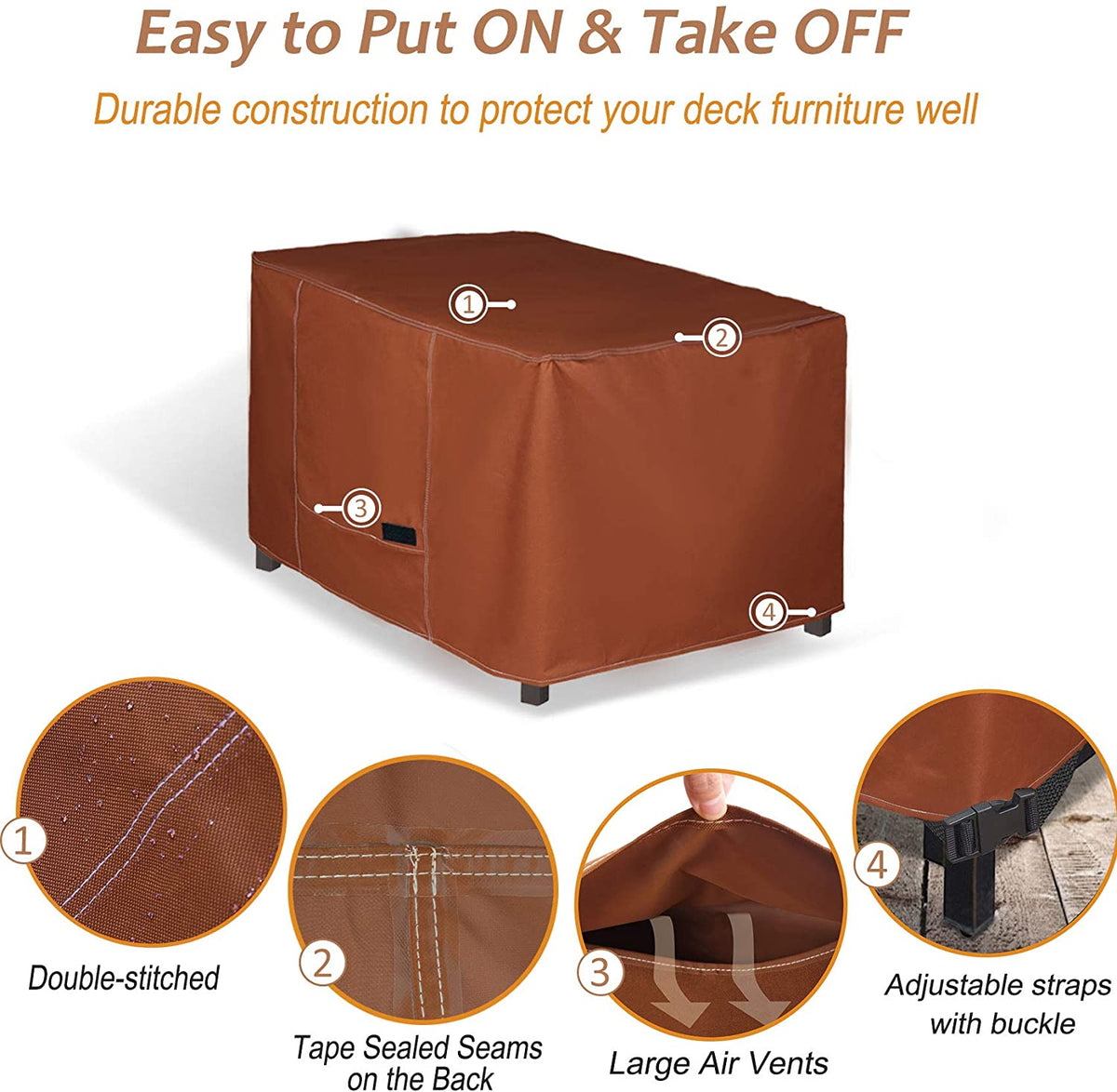 NettyPro Rectangular Fire Pit Table Cover 42" 48" 54" 58" Waterproof H ...